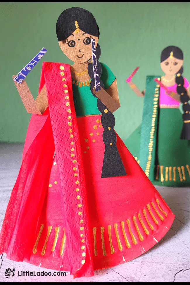 Paper Plate Dandiya Dolls {Free Template}