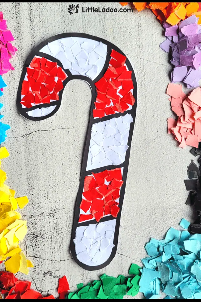 Torn Paper Candy Cane {Free Printable}