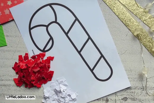 Torn Paper Candy Cane {Free Printable}