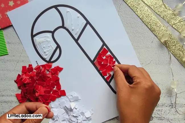 Torn Paper Candy Cane {Free Printable}
