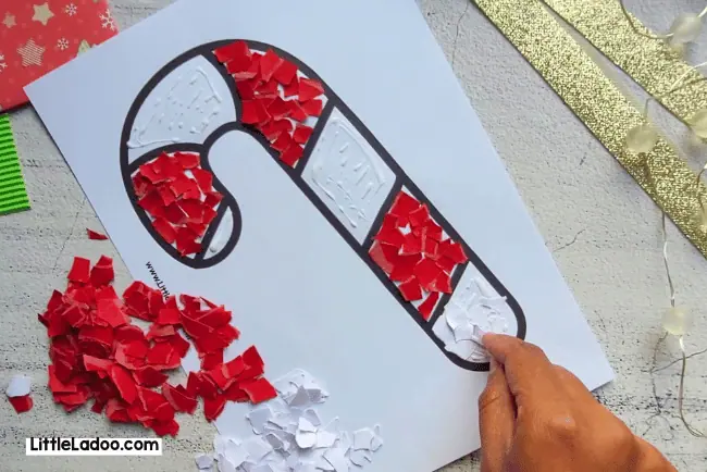 Torn Paper Candy Cane {Free Printable}