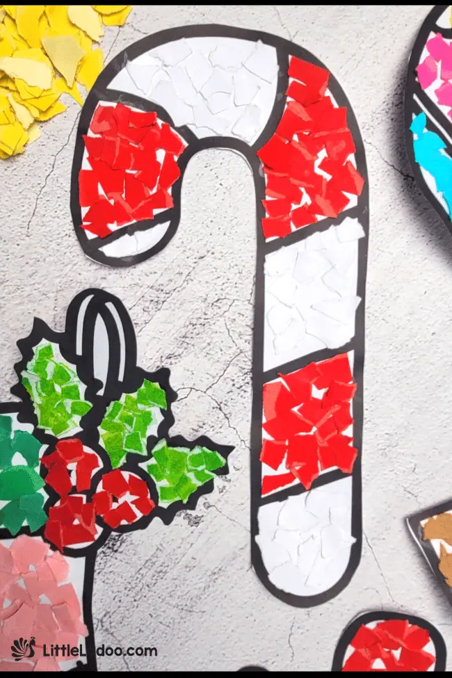 Torn Paper Candy Cane {Free Printable}