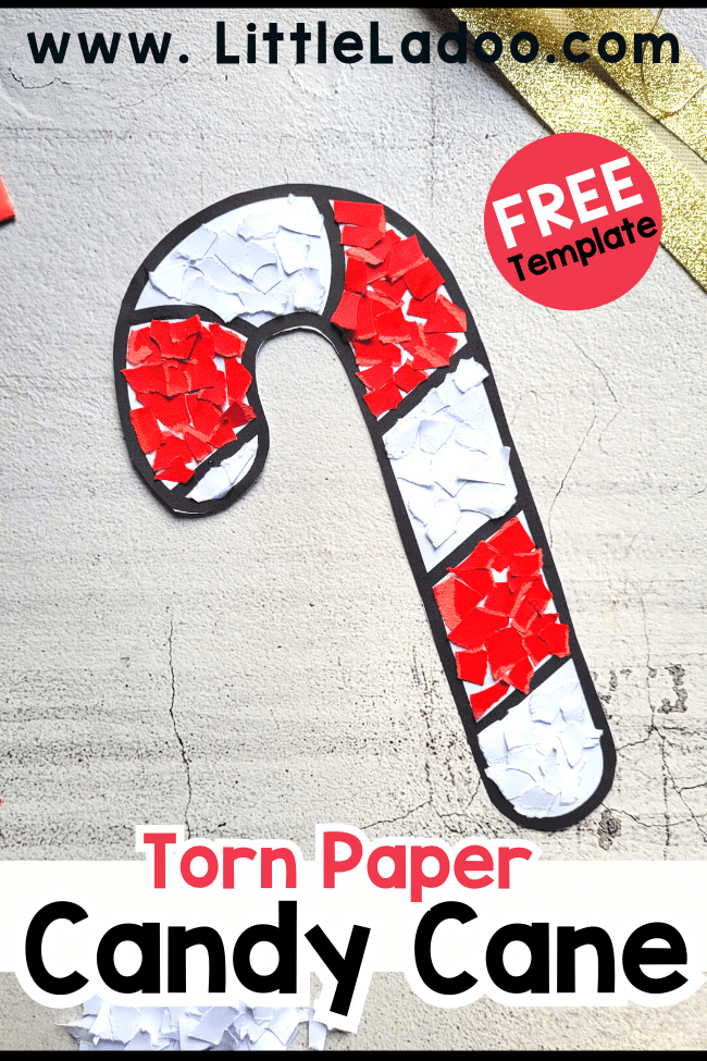Torn Paper Candy Cane {Free Printable}