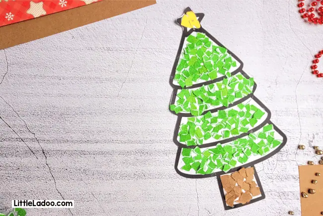Torn Paper Christmas Tree Craft {Free Template}