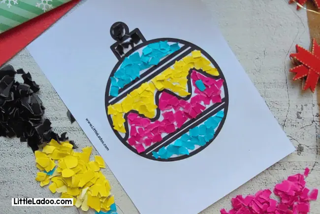Torn Paper Ornament Craft {Free Template}