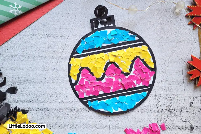 Christmas Torn Paper Crafts for kids {Free Printable}