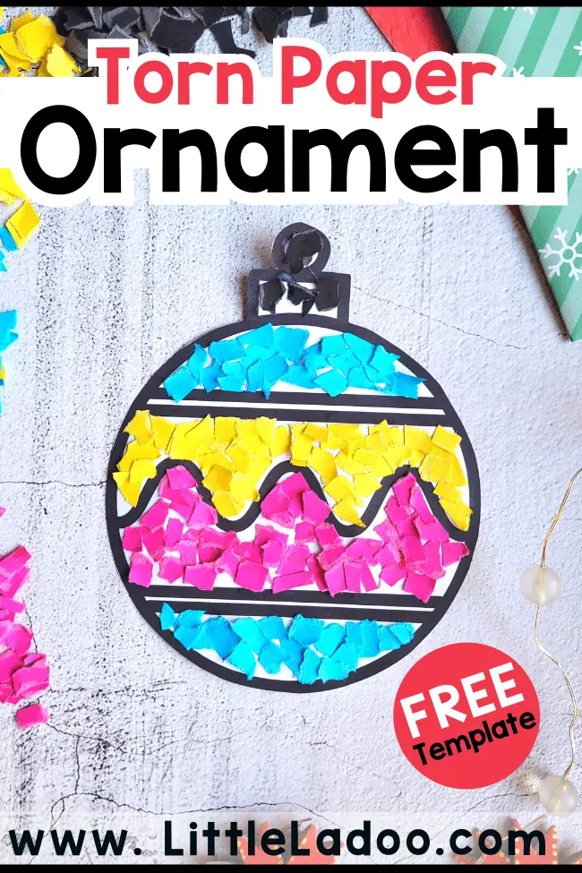 Torn Paper Ornament Craft {Free Template}