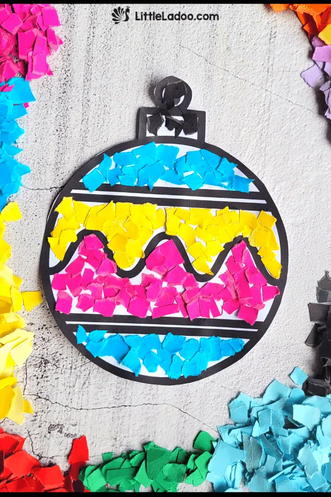 Torn Paper Ornament Craft {Free Template}