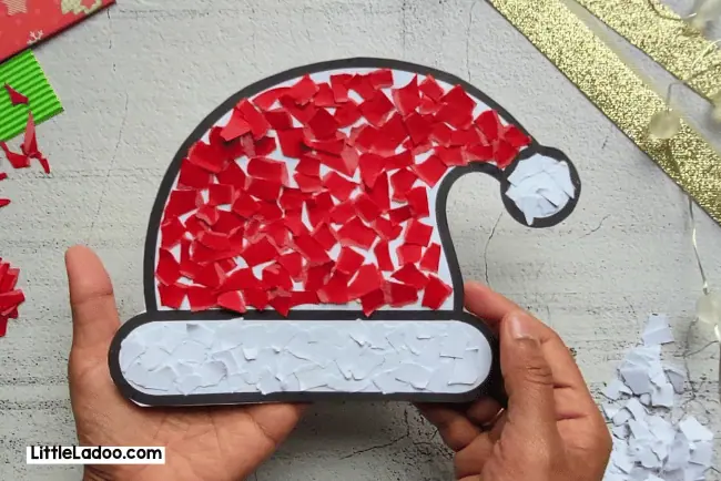 Torn Paper Santa Hat {Free Template}