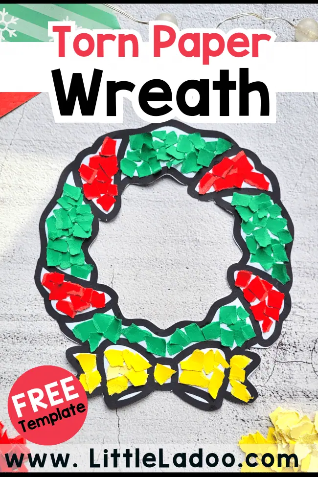 Torn Paper Wreath Craft {Free Template}