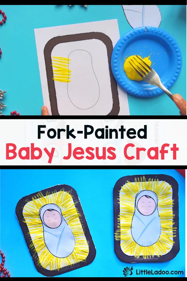 Fork-Painted Baby Jesus Craft {Free Template}