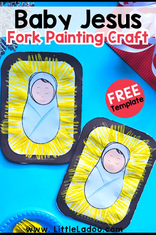 Fork-Painted Baby Jesus Craft {Free Template}