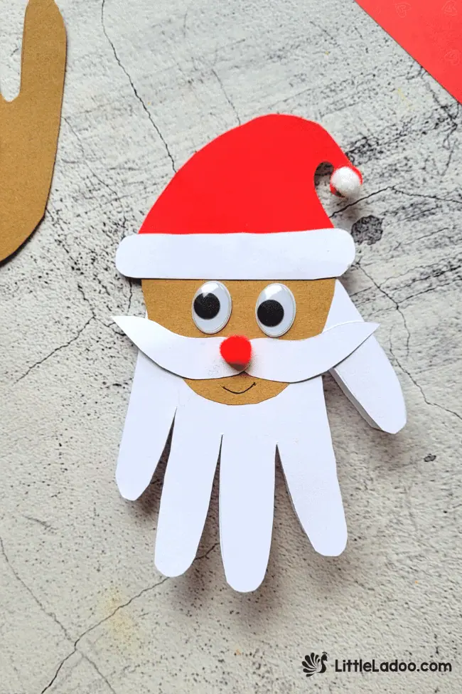 4 Christmas Handprint Cards -Santa, Reindeer, Elf, Xmas tree Craft