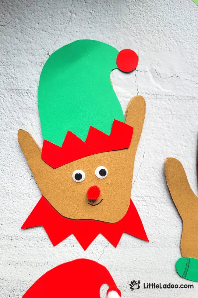 4 Christmas Handprint Cards -Santa, Reindeer, Elf, Xmas tree Craft