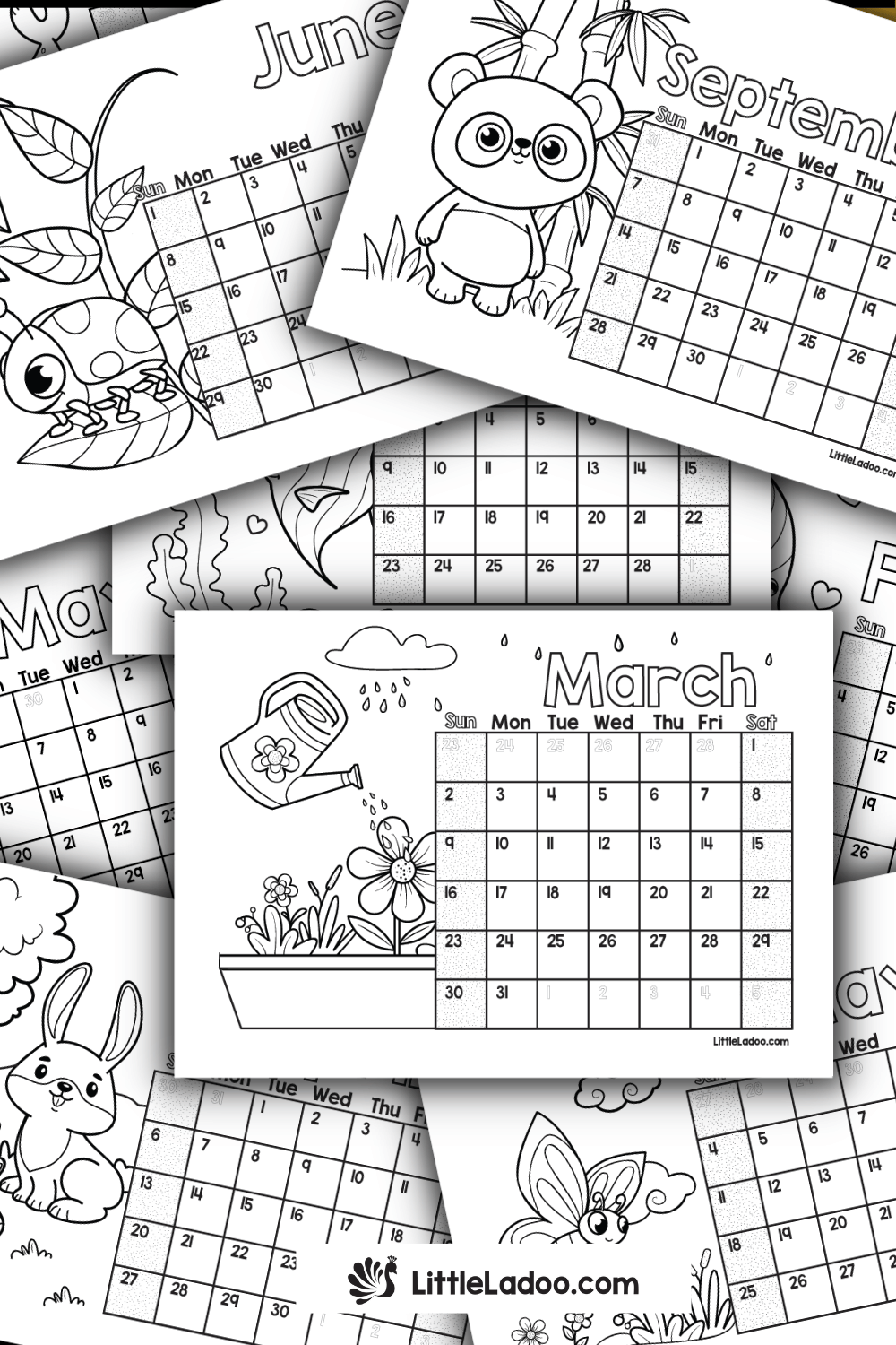 2026 Printable Colouring Calendar {Free Printable}