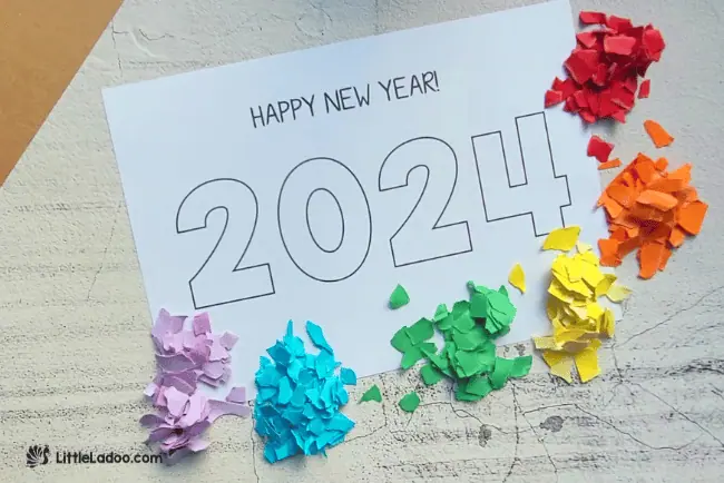 Torn Paper New Years Craft {Free Printable}