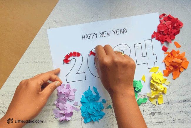 Torn Paper New Years Craft {Free Printable}
