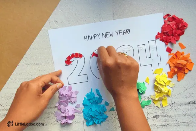 Torn Paper New Years Craft {Free Printable}