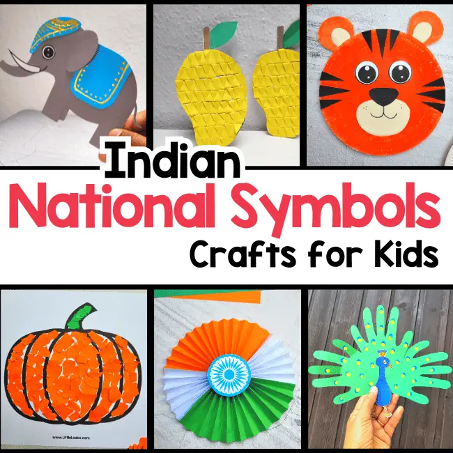 7 National Symbols of India Crafts for Kids {Free Templates}