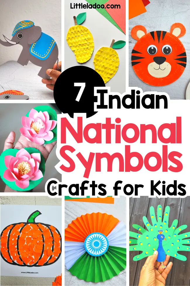 7 National Symbols of India Crafts for Kids {Free Templates}