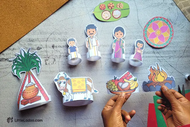 Pongal 3D Craft - Create a Scene with Printable
