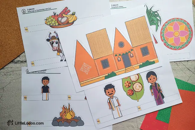 Pongal 3D Craft - Create a Scene with Printable