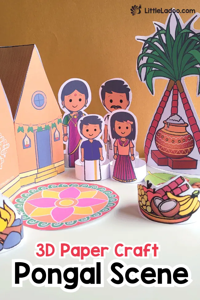 Pongal 3D Craft - Create a Scene with Printable