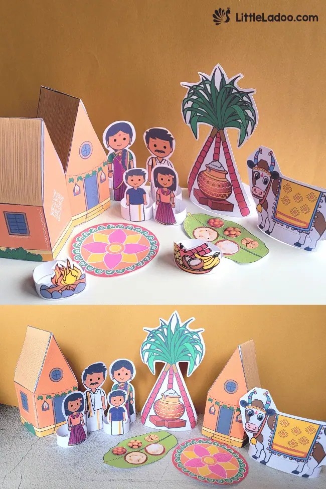 Pongal 3D Craft - Create a Scene with Printable