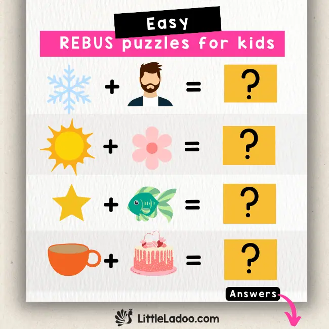 60+ Rebus Puzzles for Kids wih Answers - Little Ladoo