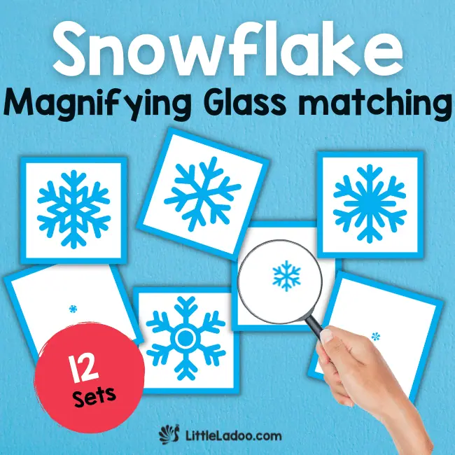 Snowflake Magnifying Glass Matching Printable {Free Printable}