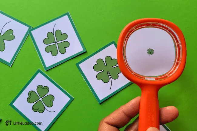 Shamrock Magnifying Glass Matching Cards {Free Printable}