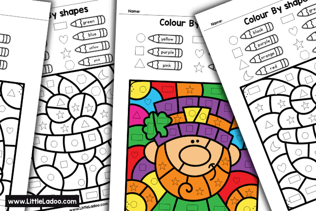 St.Patrick's Day Colour by Shapes {Free Printable}