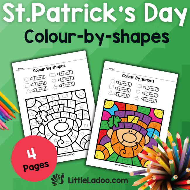 St.Patrick's Day Colour by Shapes {Free Printable}