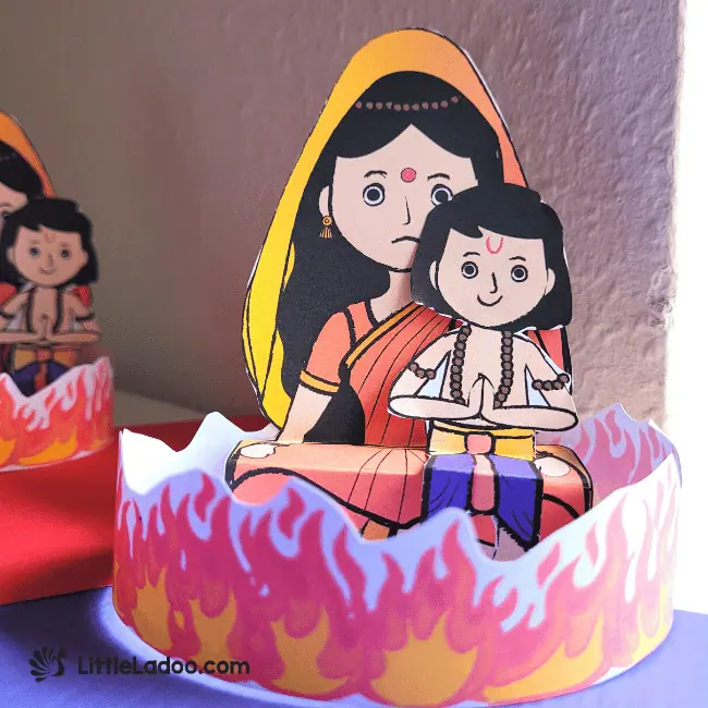 The Story Of Holi Craft Holika And Prahlad Sitting On A Pyre