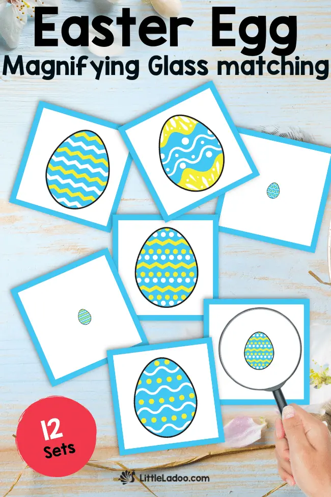 Easter Egg Magnifying Glass Matching Cards {Free Printable}