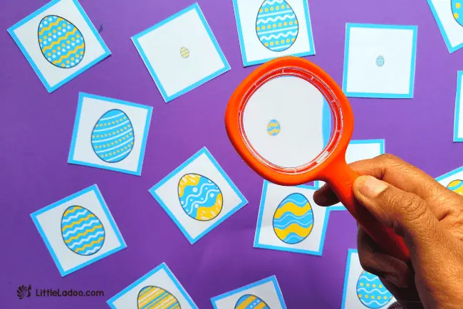 Easter Egg Magnifying Glass Matching Cards {Free Printable}