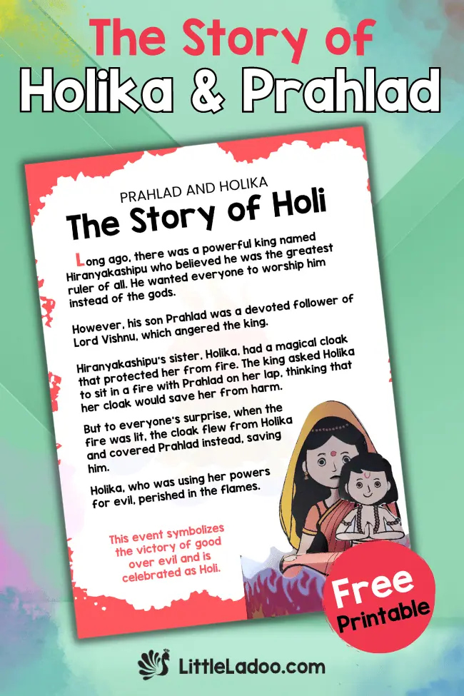 The Story of Holi for kids {Free Printable}