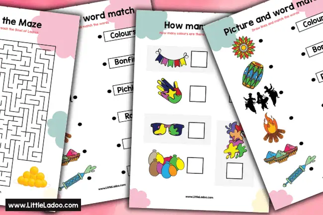 7 Free Printable Holi Worksheets