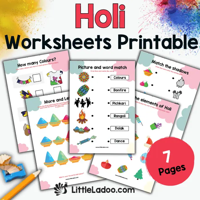 7 Free Printable Holi Worksheets