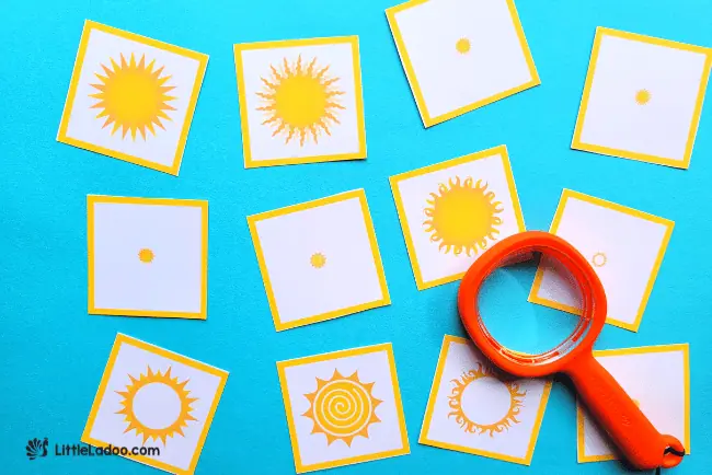 Sun Magnifying Glass Matching Cards - Little Ladoo