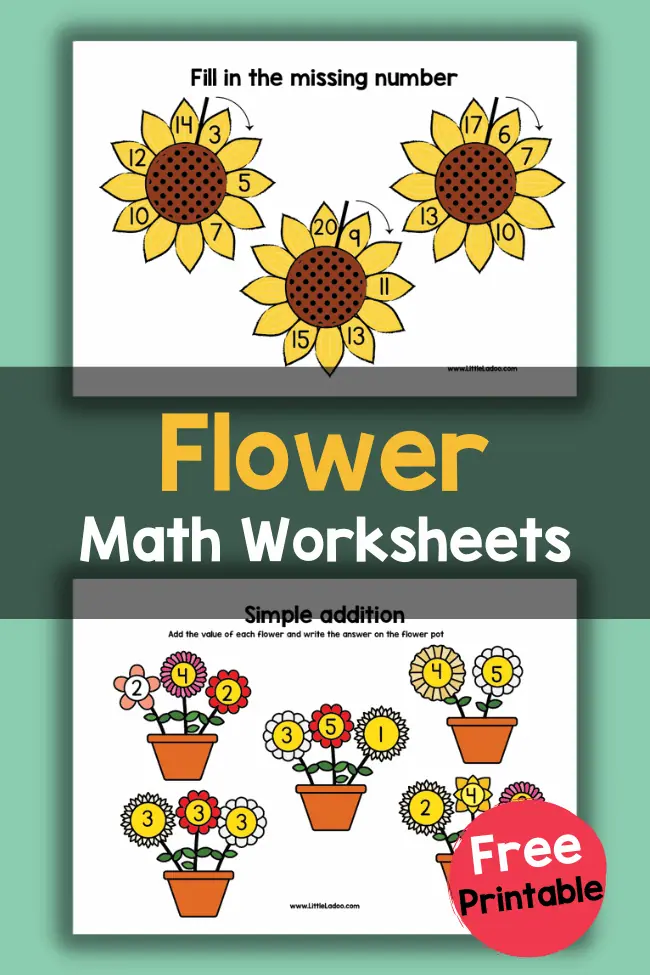 Flower Math Worksheets {Free Printable}