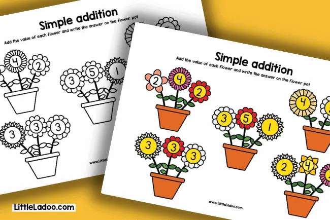 Flower Math Worksheets {Free Printable}