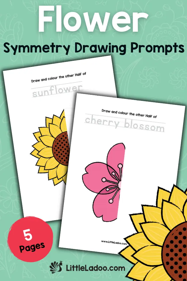Flower Symmetry Drawing Prompts {Free Printable}