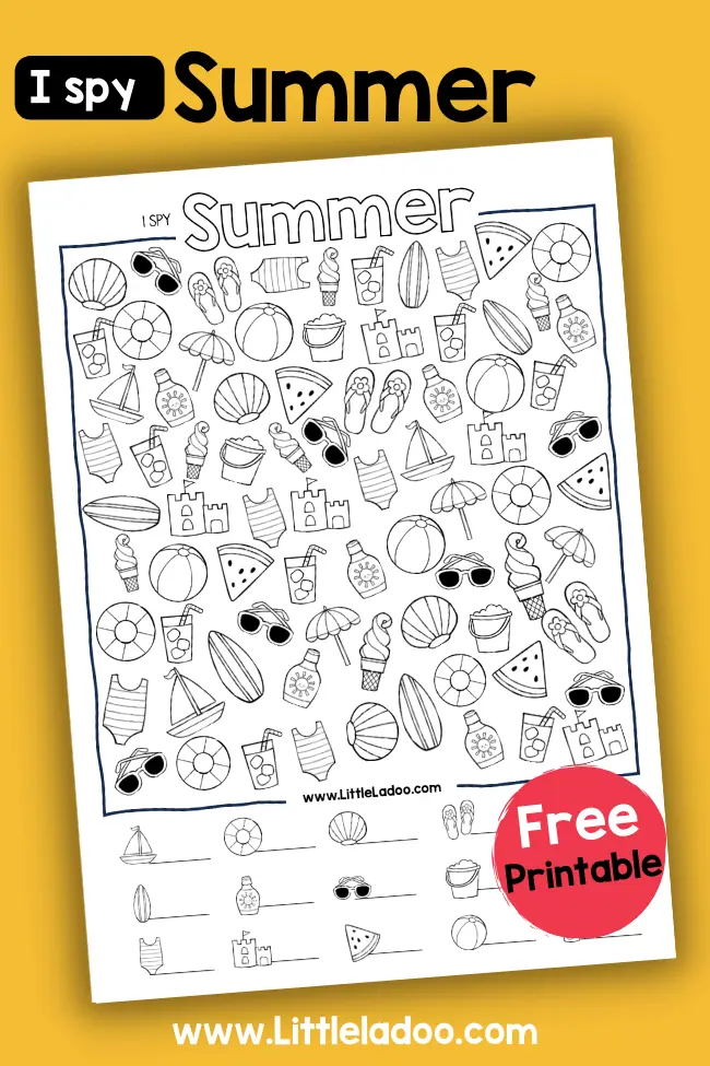 I Spy summer {Free Printable}