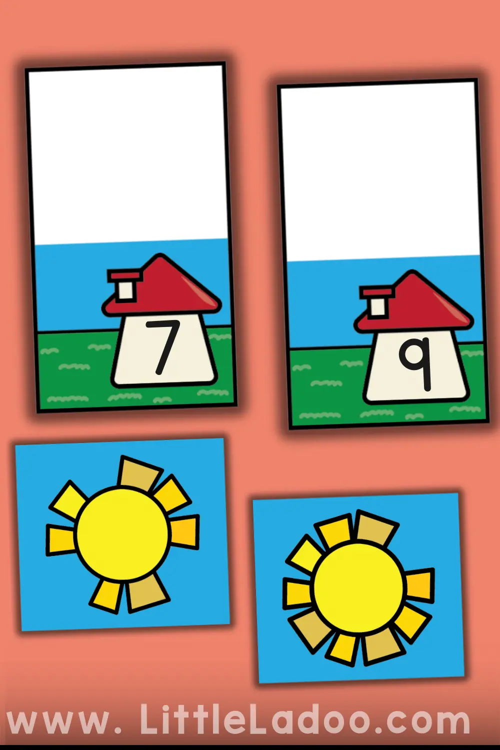 Sunrays Count and Match Cards {Free Printable}