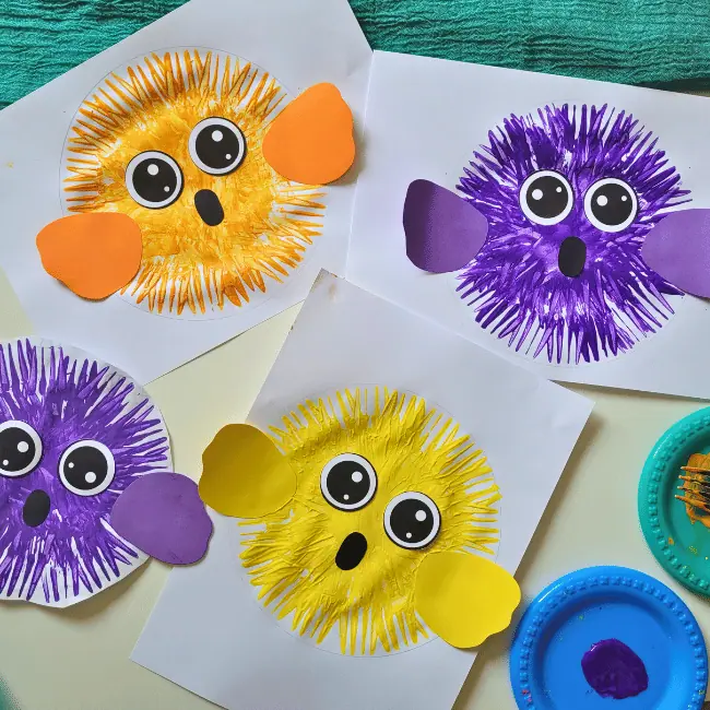 Fork-Painted Puffer Fish Craft {Free Template}