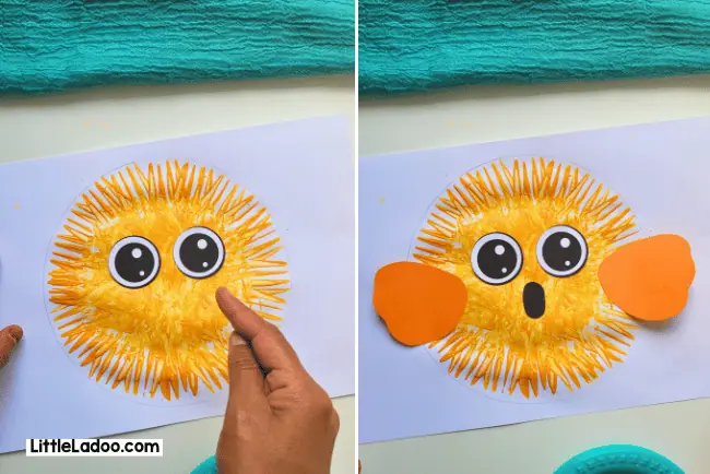 Fork-Painted Puffer Fish Craft {Free Template}