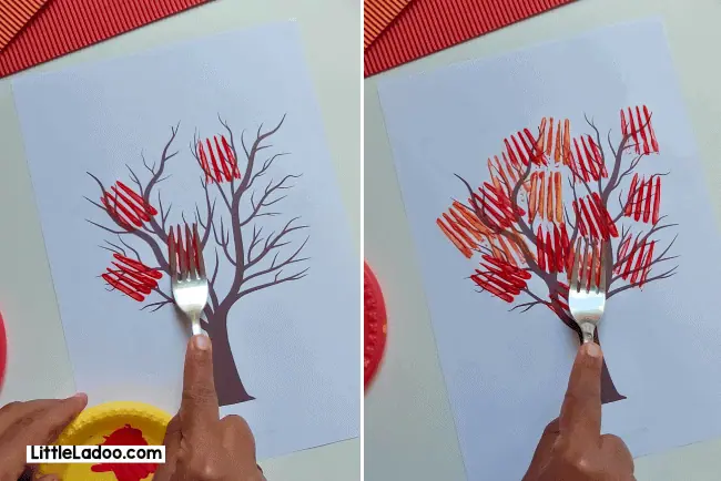 Fork Painted Fall Tree Craft {Free Template}