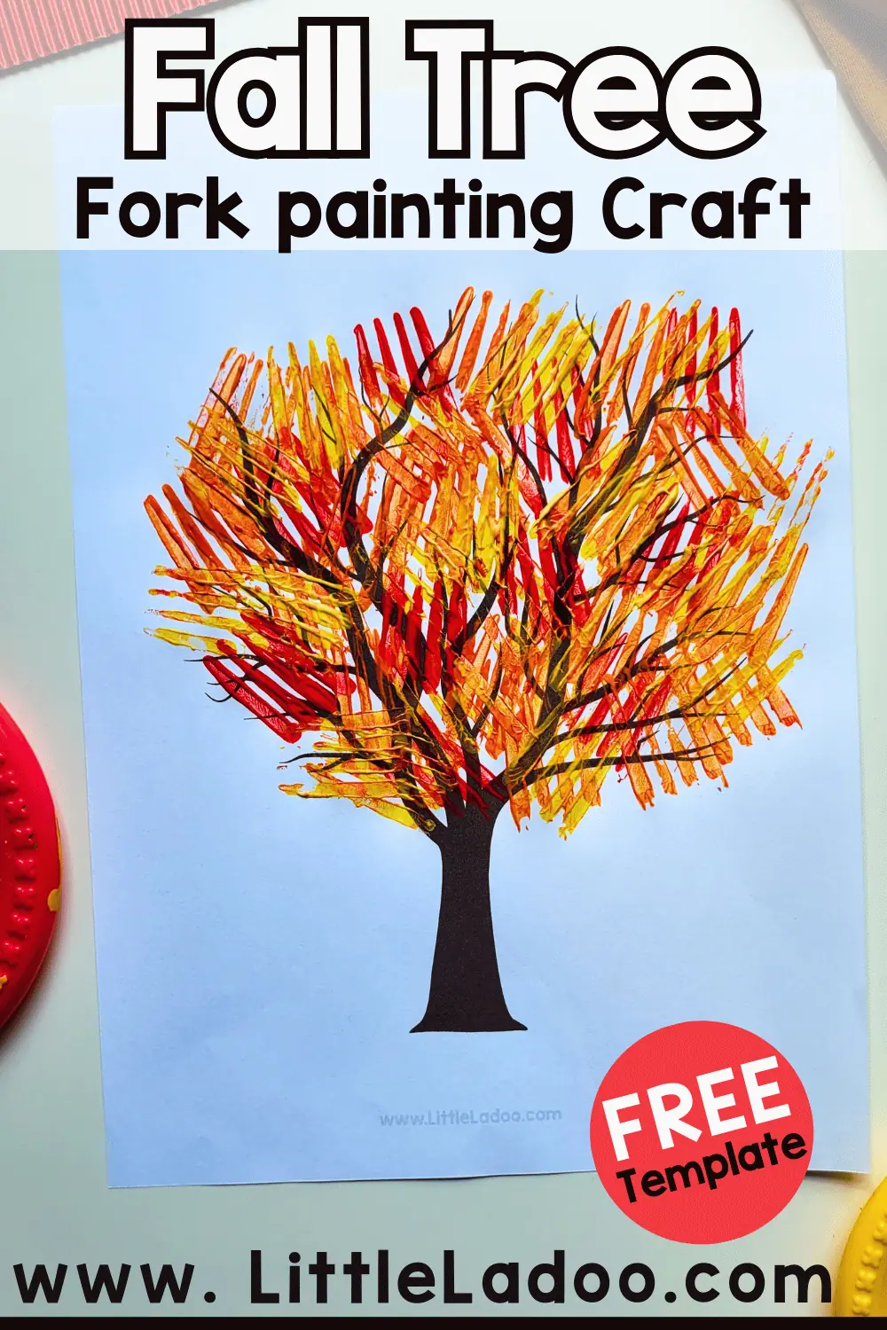 Fork Painted Fall Tree Craft {Free Template}