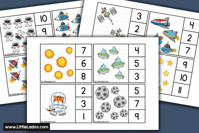 Space Count and Clip Cards {Free Printable}